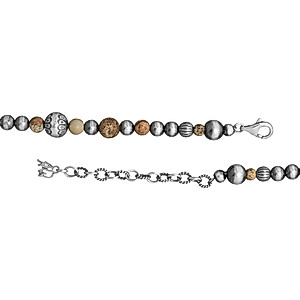 American West Sterling Silver Women's Necklace Picture Jasper Gemstone Multi Beaded Design 17 to 19 Inch