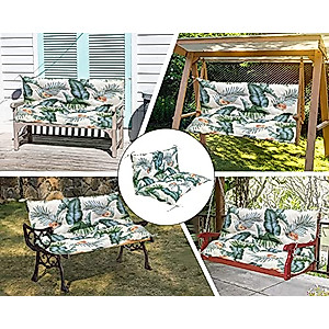 MASKMELLOW Swing Replacement Cushions with Backrest Outdoor Waterproof Overstuffed Bench Cushion 2-3 Seater for Garden Patio Furniture (Navy, 40 X 40 Inch)