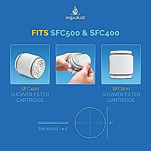 AquaBliss SF500 HD HEAVY DUTY High Output Shower Filter - w/an Extra SFC500 Filter Cartridges & 30pc Pack of Sediment Pads (Exclusive Bundle)