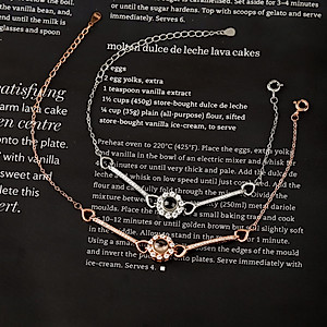 Portonss Personalized Photo Projection Custom Round Charm Bracelets with Picture Inside I Love You Bracelet 100 Languages 925 Sterling Silver Diamond Memorial Jewelry Gift for Women, Rose gold