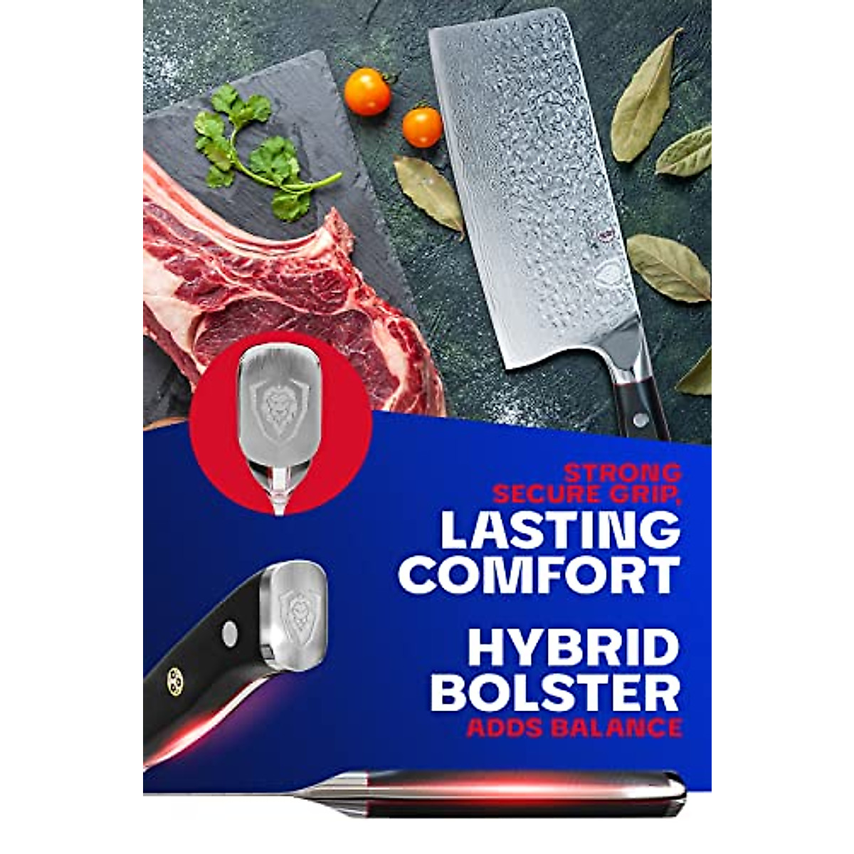 Dalstrong Shogun Series X Damascus Japanese AUS-10V Super Steel Cleaver Kitchen Knife, 7 Inches, Sheath Included