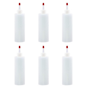 LAKESHORE TRADE 6 Pack Condiment Squeeze Bottles 8-Ounce Red Cap Soft Squeeze for Icing, Ketchup, Frosting, Cookie Decorating, Sauces