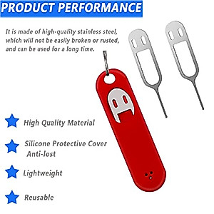 6 Pack SIM Card Removal Tool, Sim Card Tray Opening Tool Eject Pins Needle Opener Ejector Compatible with All iPhone Apple iPad HTC Samsung Galaxy Cell Phone Smartphone Watchchain Link Remover