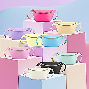 Amylove 9 Pieces Fanny Packs Nylon Waist Bag Zipper Travel Running Bag with Adjustable Strap for Women Men Girls Kids (Bright Colors)