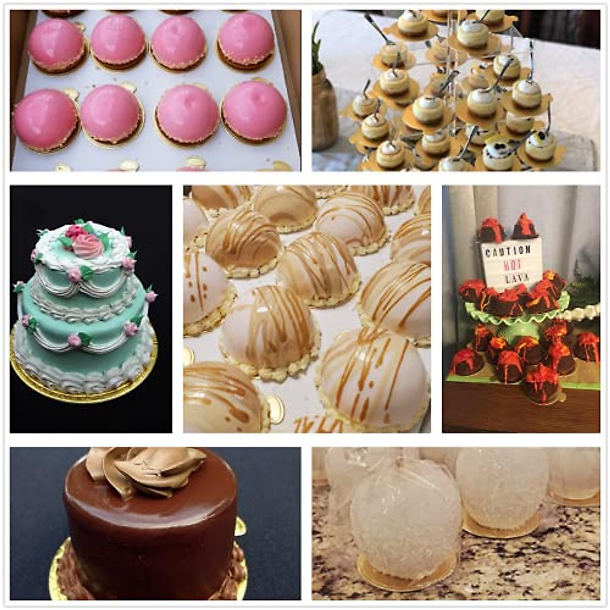 Darnell Nehemiah 100pcs/Set Round Mousse Cake Boards Gold Paper Cupcake Dessert Displays Tray Wedding Birthday Cake Pastry Decorative Tools Kit