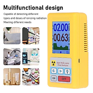 BR 6 Geiger Counter Nuclear Radiation Detector Monitor Dosimeter with LCD Display, Portable Handheld Radiation Monitor Meter for Home Outdoor Industry Laboratories (Yellow)
