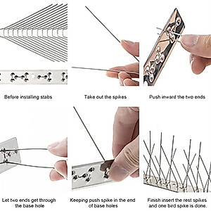 Yeasing Bird Spike for Pigeons 5Pack Bird Spikes 25cm Fence Animal Deterrent Bird Repellent Set Pigeon Spikes Long Seagull Cat Intruder Deterrents for Roofs and Windows, Sliver