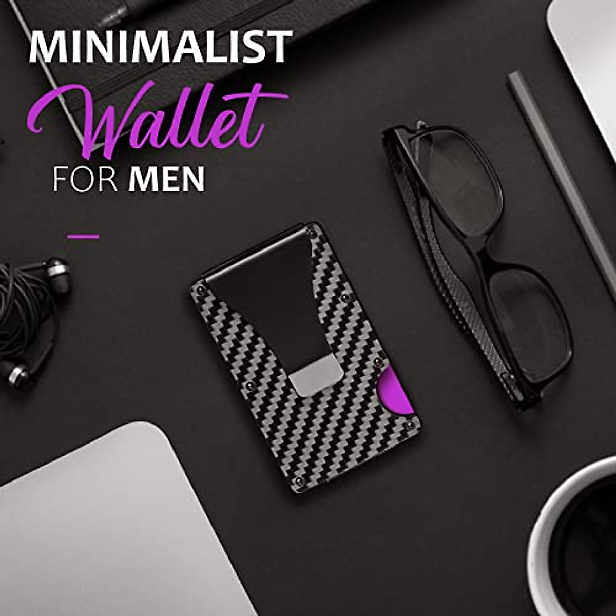 T-carbon RFID Signal Blocking Minimalist Wallet for Men,Carbon Fiber Money Clip Wallet Credit Card Holder for Husband Business Partner Pocket Wallets