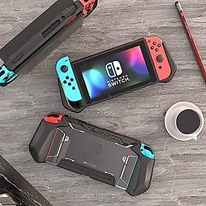 Mumba Dockable Case for Nintendo Switch, [Blade Series] TPU Grip Protective Cover Case Compatible with Nintendo Switch Console and Joy-Con Controller (Black)