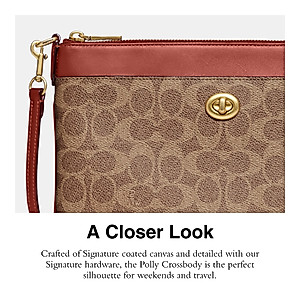 COACH Coated Canvas Signature Polly Crossbody, Tan Rust