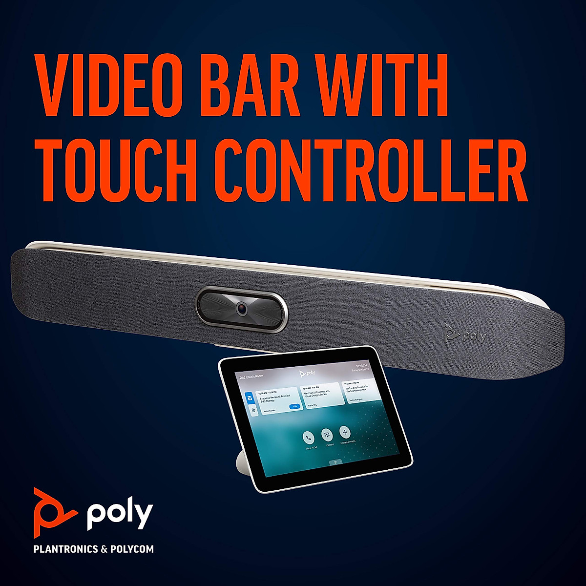 Poly - Studio X50 (Polycom) with TC8 Touch Controller - 4K Video & Audio Bar - Conferencing System for Mid-Size Meeting Rooms - Works with Teams, Zoom & more