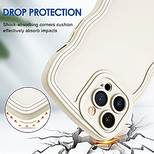 Anuck Case for iPhone 13 Pro Max Case Wave, Curly Frame Design for Women Girls, Cute Wavy Solid Color Aesthetic Phone Case Soft Flexible TPU Shockproof Full-Body Protective Case Cover 6.7" - White