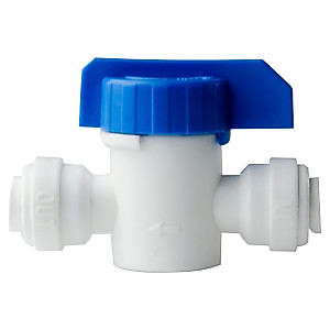 iSpring ABV1K Inline Ball Valve with Quick Fitting x 1/4" Fits Most RO Water Systems, White