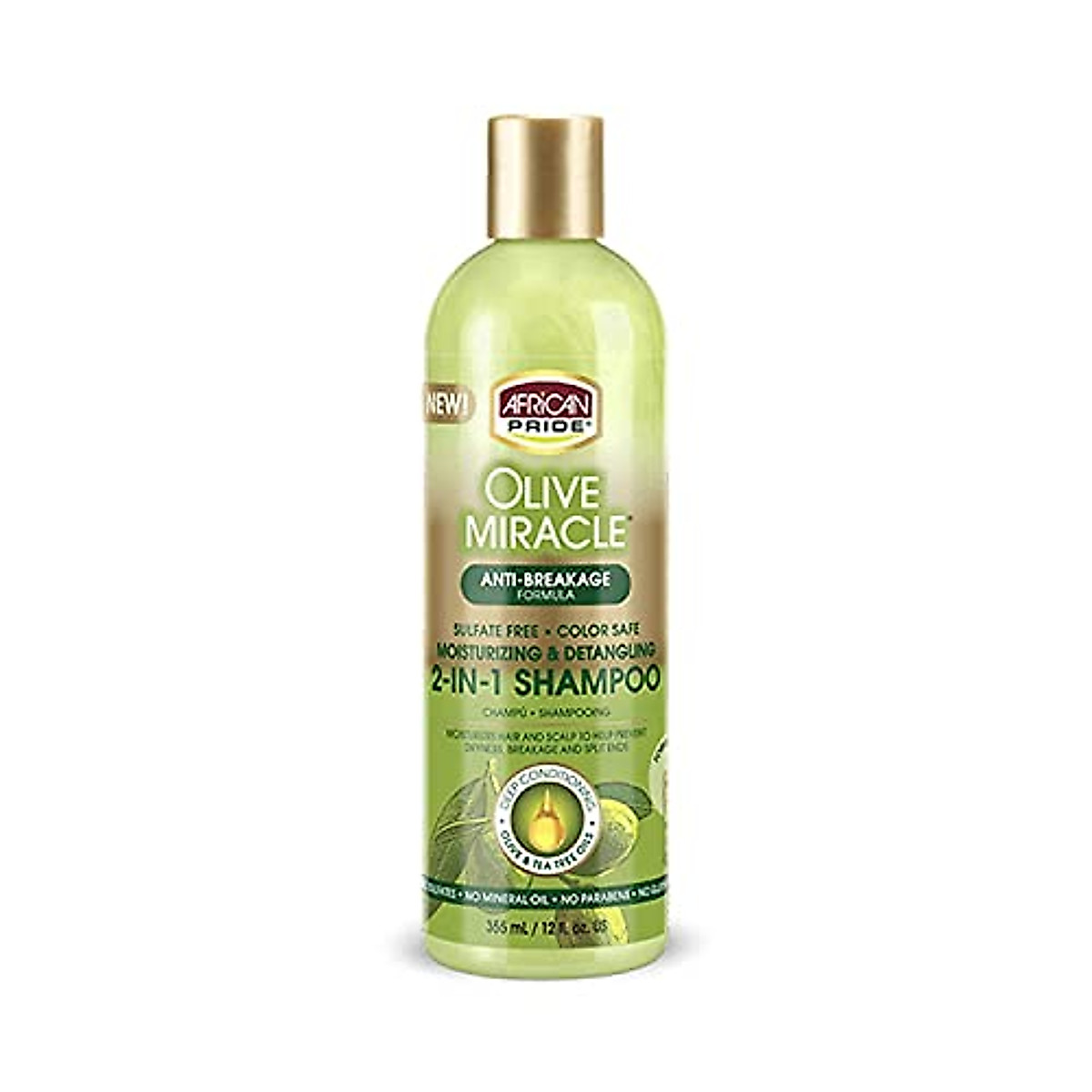 African Pride Olive Miracle 2-in-1 Shampoo and Conditioner, 12 Ounce