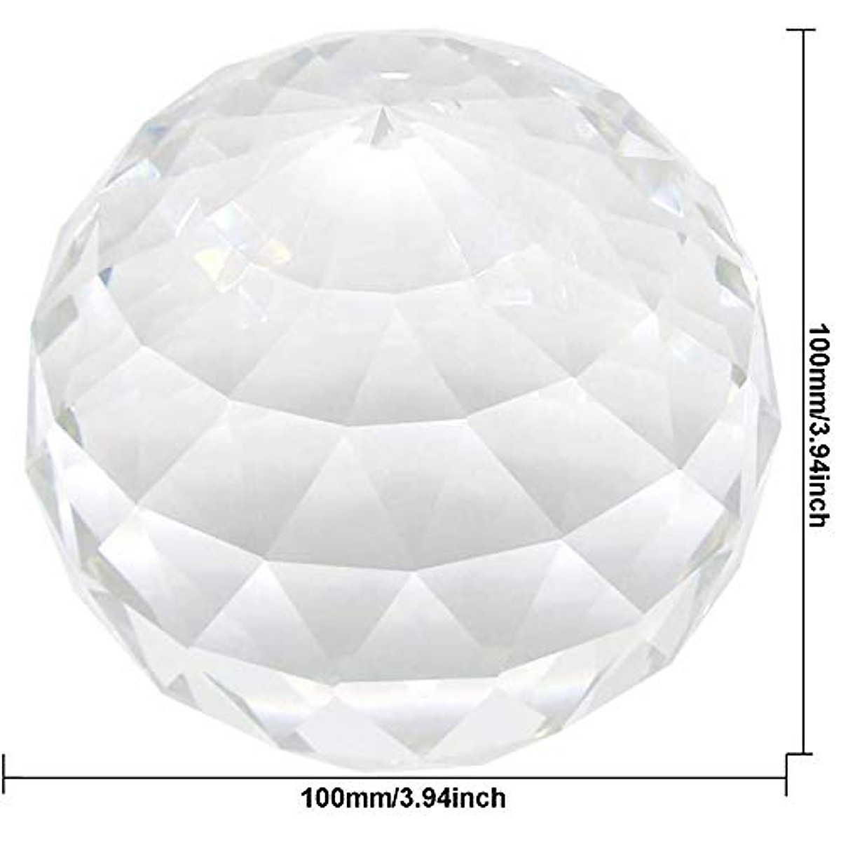Clear Glass Crystal Ball Prism Suncatcher Rainbow Maker, Sphere Faceted Gazing Ball for Window, Feng Shui, Home Office Garden Decoration(100mm/3.94inch)