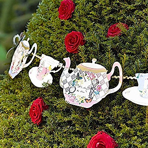 Talking Tables Truly Alice Hanging Teapot Bunting (4m) a Tea Party, Multicolor (2 Pack)