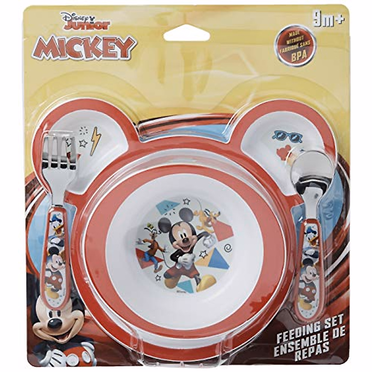 The First Years Disney Mickey Mouse Dinnerware Set - Toddler Plates and Toddler Utensils- 4 Count
