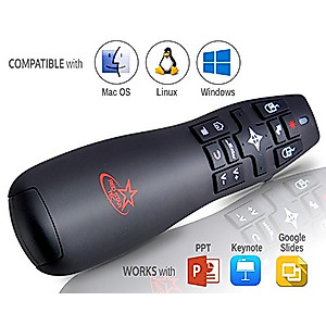 Wireless Powerpoint Presentation Remote Clicker and Keynote Presenter with Wireless Mouse (PR-820) from Red Star Tec