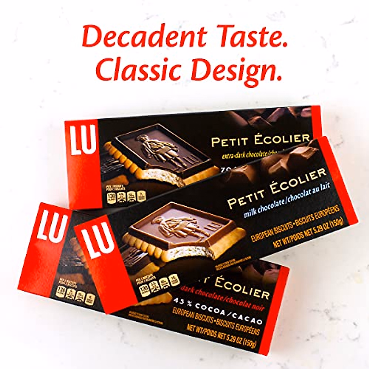 Lu Petit Ecolier European Dark Chocolate Biscuit Cookies, 45% Cocoa, 5.3 oz