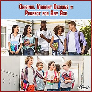 Easy Apply Stretchable Book Cover 4 Pack. 2 Solid and 2 Design Standard Jackets Fit Hardcover Textbooks Up to 8" x 10". Adhesive-Free, Nylon Fabric Protectors. Washable, Reusable Student School Supply