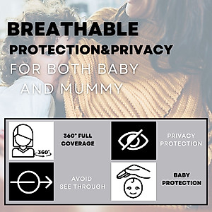 Rajolia Nursing Cover for Breastfeeding Multi Use Baby Car Seat Covers Canopy Breastfeeding Scarf Stroller Cover for Mom Baby Boy Baby Girl (Black) 1 Count (Pack of 1)