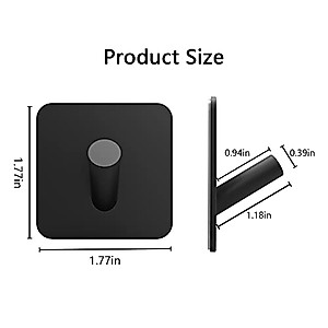 HUFEEOH Adhesive Towel Hooks, Sticky Wall Hooks Shower Hooks for Hanging Towels, Key, Purse, Hat, Aluminum Towel Holder Door Hanger Hooks - Wall Mounted (Black)