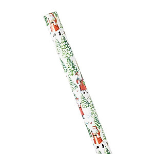 Caspari Woodland Santa Gift Wrapping Paper - 30 in. x 8 ft. Roll