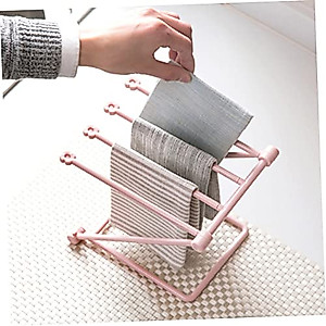 COLLBATH Standing Hand Towel Holder Kitchen Towel Stand Bathroom Towel Hanger Kitchen Dish Cloth Rack Rag Rack Towel Rack Kitchen Cloth Rack Cup Rack Foldable Towel Holder Pink Vertical