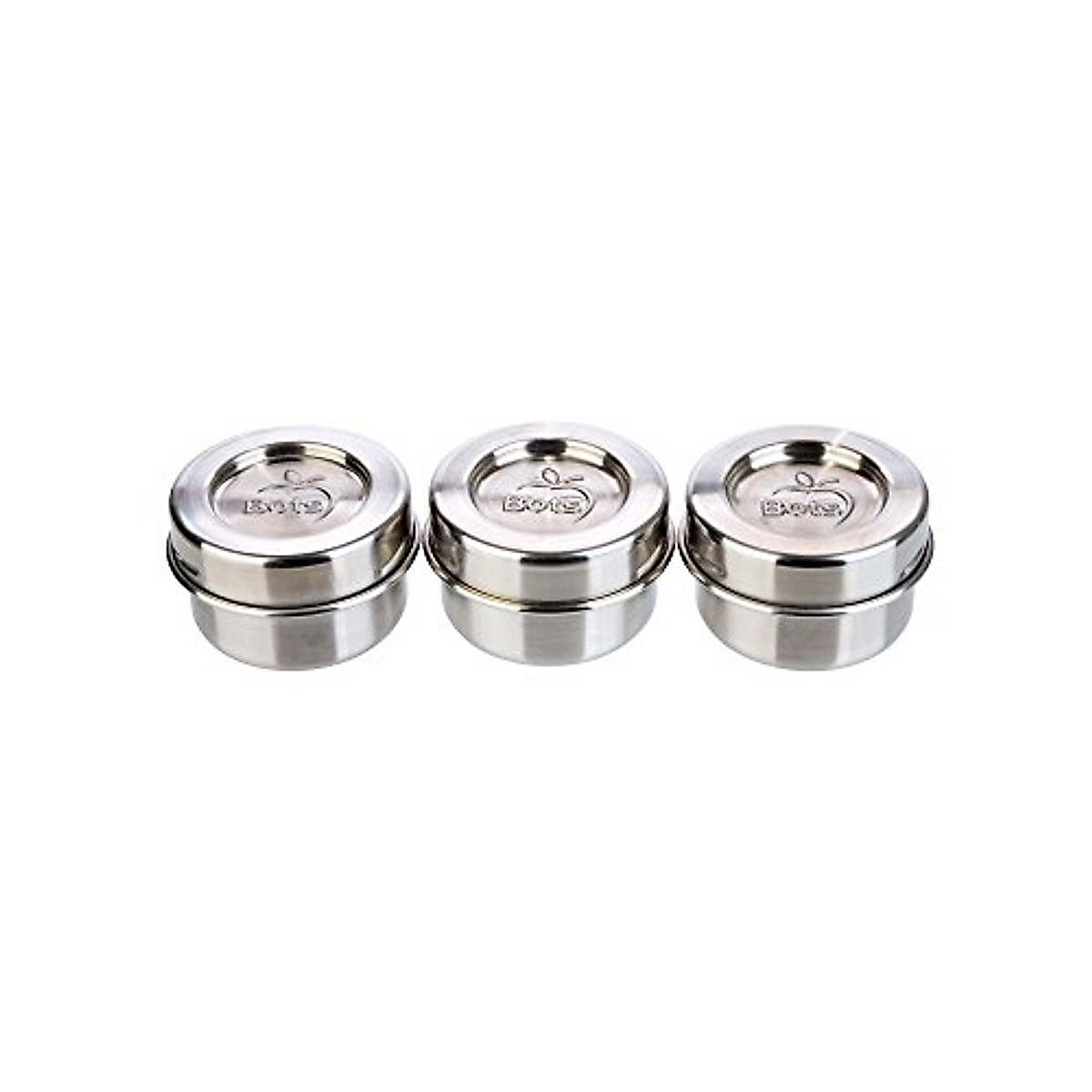 LunchBots Tiny Dips Condiment Containers - Set of 3 - Perfect Portion Cups - Spill Proof Lunch Box Sauce Container with Lid - Food Grade Stainless Steel - 1.5oz - Dishwasher Safe - Stainless Lids