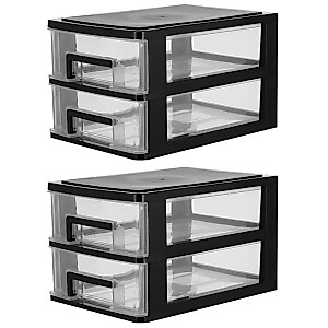 Amosfun Desk Makeup Organizer 9 x 9 x 7.5 inch Stackable Drawers Organizer Storage Cabinet for Makeup, Craft Beads for Dresser, Office, Bathroom