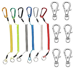 Akron Spiral Retractable Spring Coil Keychain Theftproof Stretchy Keychainfor for Keys Wallet Cellphone Camping Sailing Fishing Tool Lanyard Outdoors Accessories 6 Pieces（Multicolor）