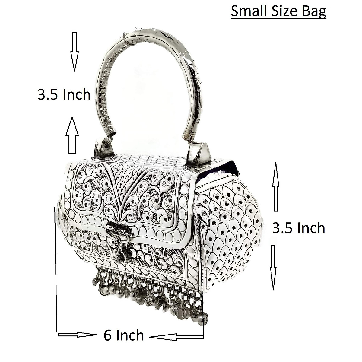 Girls/Women Small Size Handle Clutch Brass metal bag Ethnic clutch