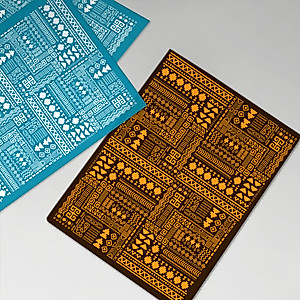 OLYCRAFT 4x5 Inch Tribal Geometric Clay Stencils Tribal Pattern Silk Screen for Polymer Clay Floral Silk Screen Stencils Mesh Transfer Stencils for Polymer Clay Jewelry Making