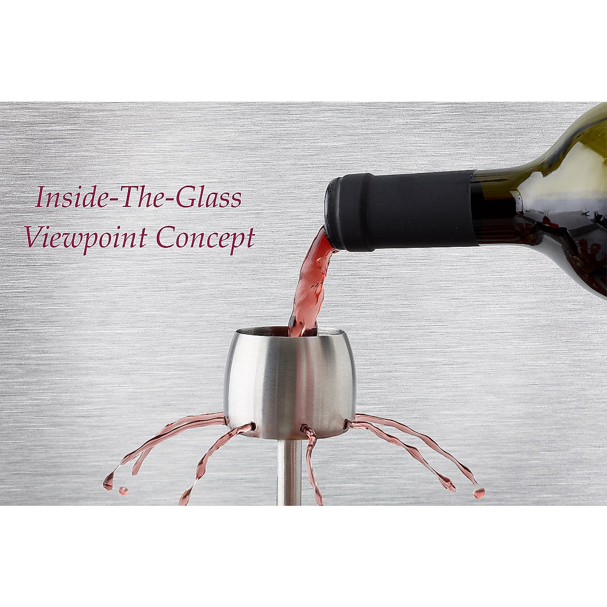 Stainless Steel Aerating Wine Glass by Chevalier Collection (Set of 2) - Patented Vessel With Removable Aerator for Decanting Wine And Spirits - Unique Gift for Wine Lovers