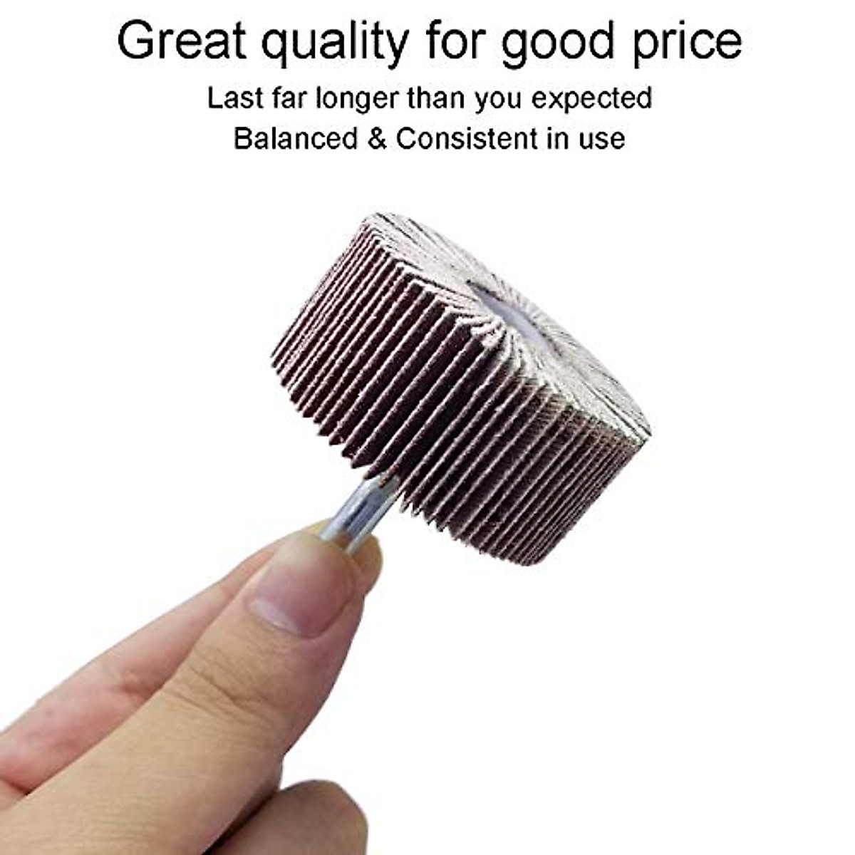 M-jump 12 Pcs 2”X 1” X1/4” Flap Wheels Set –3 pcs Of Each 40 60 80 and 120 Grits Aluminum Oxide for Remove Rust and Weld Burr – 1/4 Shank Fits All Drills