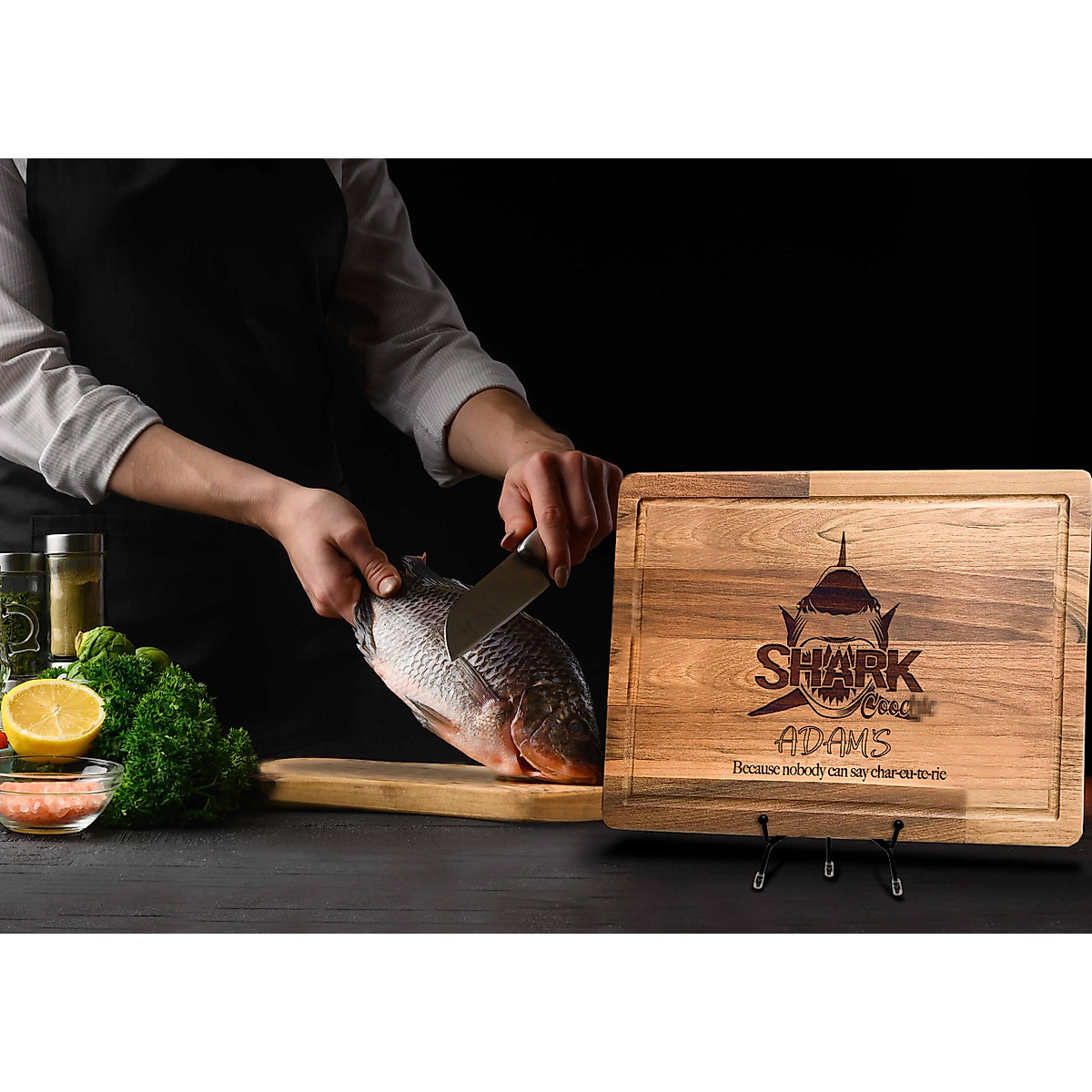 Personalized Shark Charcuterie Board, Custom Engraved Shark Cutting Board, Because No One Can Say Charcuterie Serving Board, Halloween Christmas Customizable Shark Cheese Boards