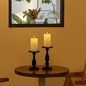 volnyus White Flameless Candles Set of 2 (3x6 inch) Flickering LED Wax Candles Battery Operated with Remote Control Timers for Night Light/Fireplace/Party Dimmable Pillar Candles Flat top