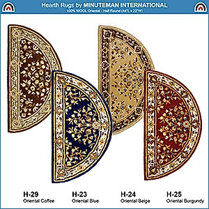 Minuteman International Blue Oriental Wool Hearth Rug, Half Round