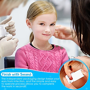 Mudder 8 Pieces Self Disposable Ear Piercing Kit Safety Portable Nose Mouse Piercing Tools with Crystal Ear Studs (White)