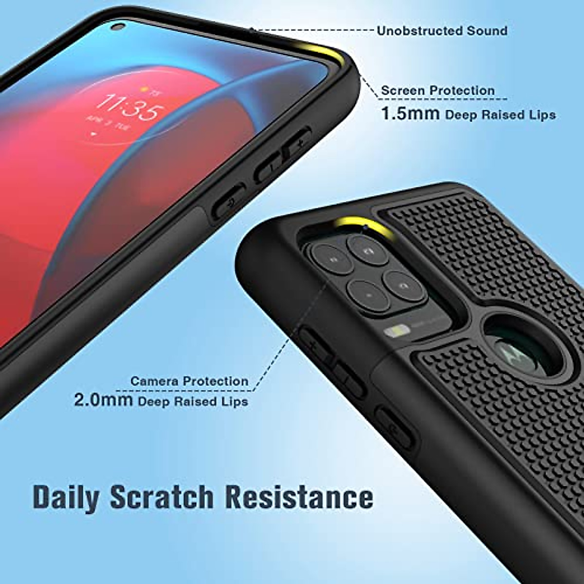 for Motorola Moto G Stylus 5G Case: Dual Layer Protective Heavy Duty Cell Phone Cover Shockproof Rugged with Non Slip Textured Back - Military Protection Bumper Tough - 6.8inch (Matte Black)
