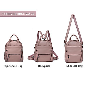 Kasqo Small Backpack Purse for Women, Convertible Faux Leather Bag for Ladies Travel Casual Daypack Fashion Shoulder Bag, Pink