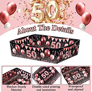 Tenceur 50 Pcs 50th Birthday Party Supplies Trays 5 lb Black and Rose Gold Large Paper Boats for Food Disposable Snack Serving Nacho Trays for Men Women Happy 50 Years Birthday Party Supplies