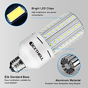 TEXTHELL Led Light Bulb 400W Equivalent 6250 Lumen 5000K E26/E27 Medium Base 50W led Bulb for Outdoor Indoor Lamp Area Garage Warehouse Workshop Street Backyard