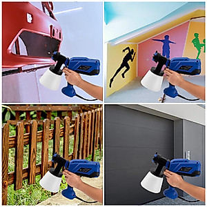 SPFAST Electric Paint Sprayer, 650W High Power HVLP Spray Paint Gun, with 5 Copper Nozzles & 3 Spray Patterns, Easy to Clean, Spray Painter for Home Interior and Exterior, Furniture, Cabinets, Fence