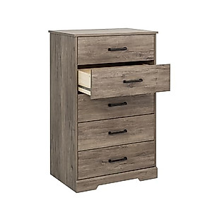 Prepac Rustic Ridge Farmhouse Dresser, Brown Dresser for Bedroom, Chest of Drawers with 5 Drawers 18.5" D x 27.5" W x 43.5" H, DBDR-1605-1