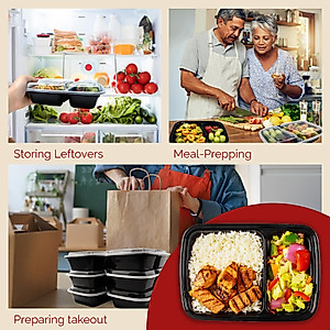 Reli. Meal Prep Containers 32 oz (25 Pack) 2 Compartment Meal Prep Containers Reusable, Microwave Safe | Plastic Togo Box for Food | Boxes for Takeout, To Go, Leftover, Food