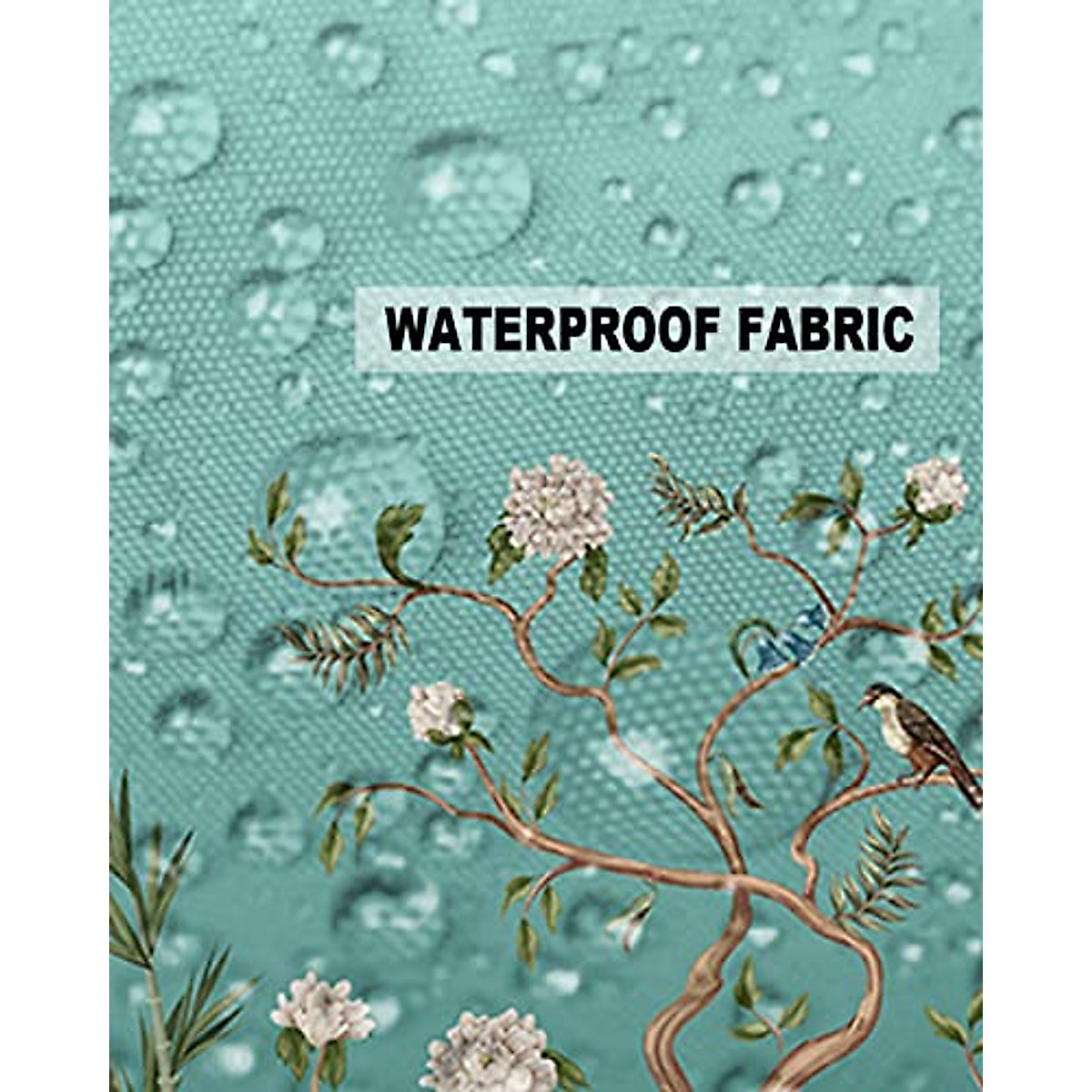 Pack of 2 Waterproof Outdoor Pillow Covers, Floral and Birds Decorative Throw Pillow Covers Square Pillowcases Cushion Covers for Patio Garden 16x16 Inch Abstract Art Ombre Blue and Green