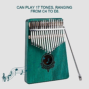 17 Key Thumb Piano with Carry Bag Tune Hammer Portable Handmade African Musical Instrument for Kids Adult Beginners Professionals(Green)