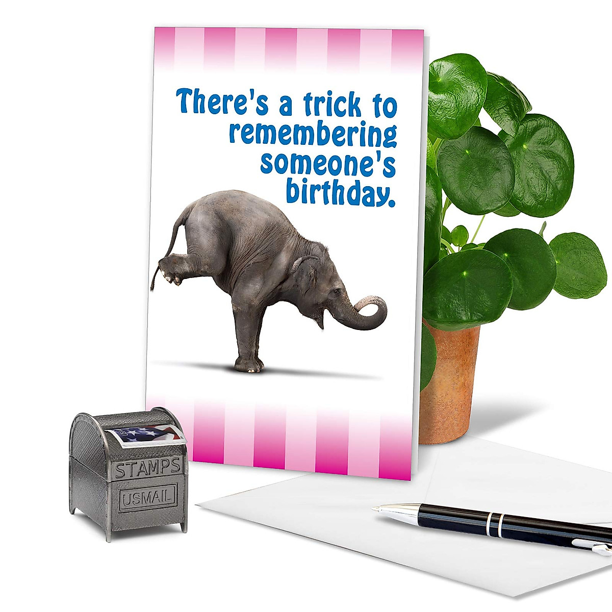 NobleWorks - Funny Happy Belated Birthday Card with Envelope - Congrats Greeting Card, Birthday Fun - Trick to Remembering C6353BDG