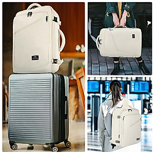 MATEIN Large Travel Backpack Women, Lightweight Carry on Backpack & Hidden Shoulder Straps, Waterproof Anti-Theft Daypack for Flight, Expandable Hiking Weekend Daypack, Travelling Gifts, Beige